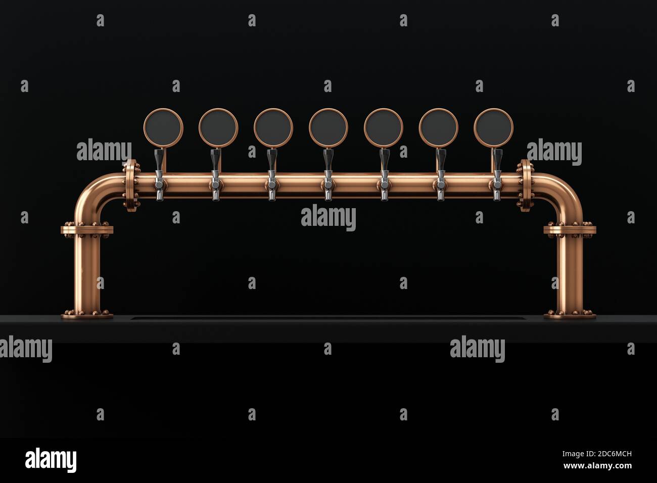 Bridge of seven beer taps on dark background Stock Photo - Alamy