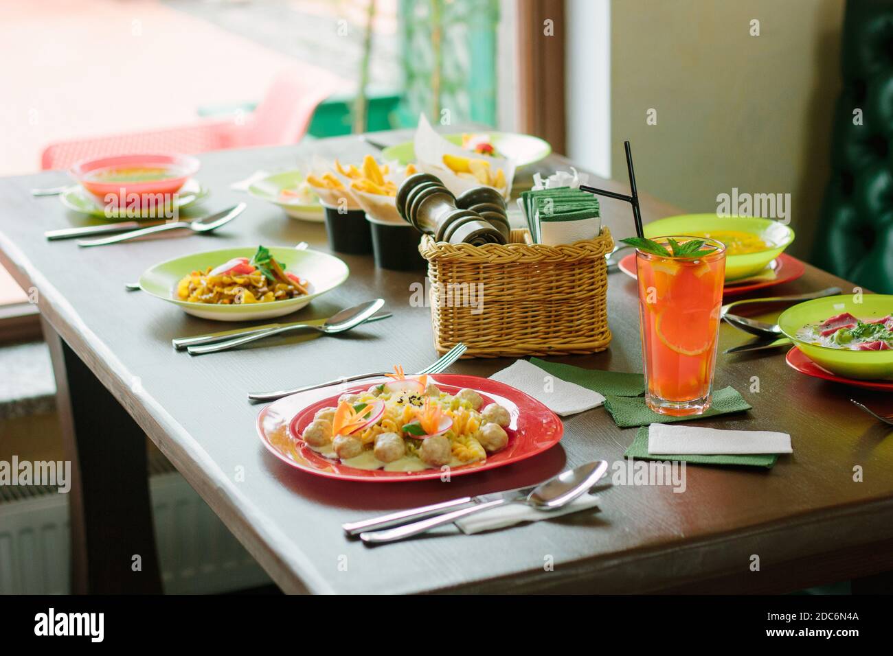 Table in a restaurant served for eating, great image for your needs ...