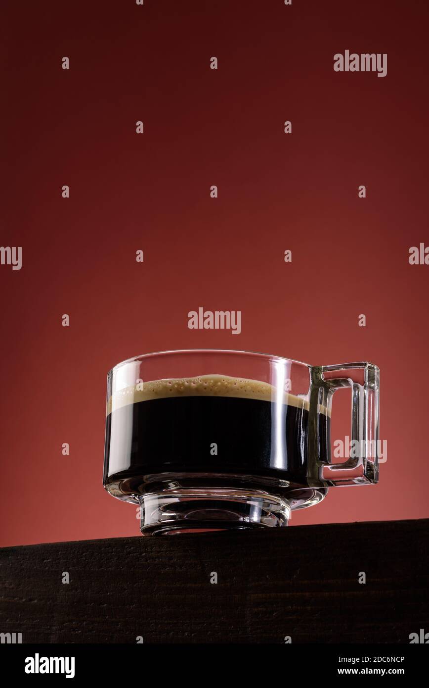 Black coffee espresso in glass cup. View from below Stock Photo - Alamy