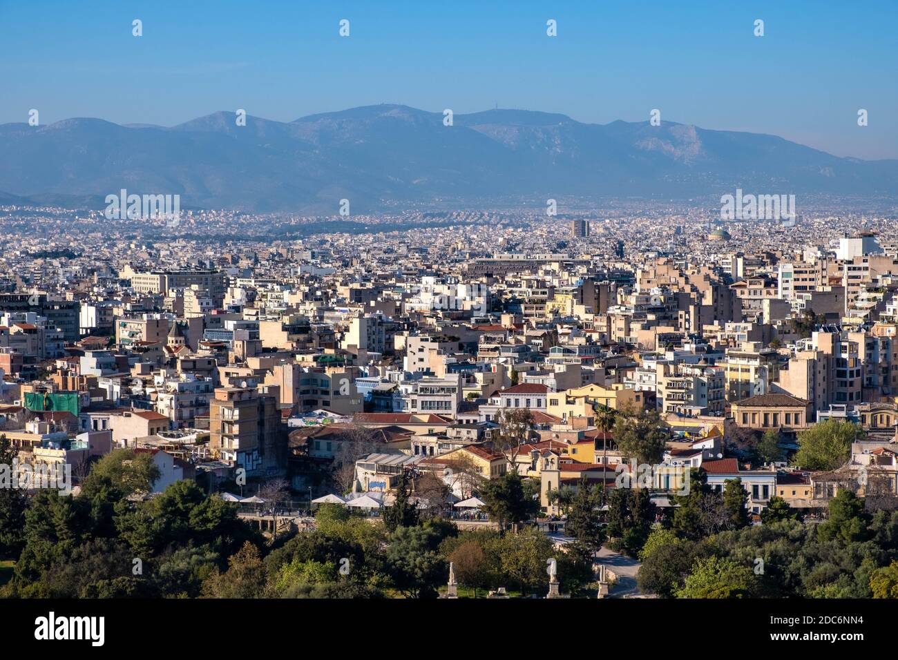 Athens, Attica / Greece - 2018/03/30: Panoramic view of metropolitan ...