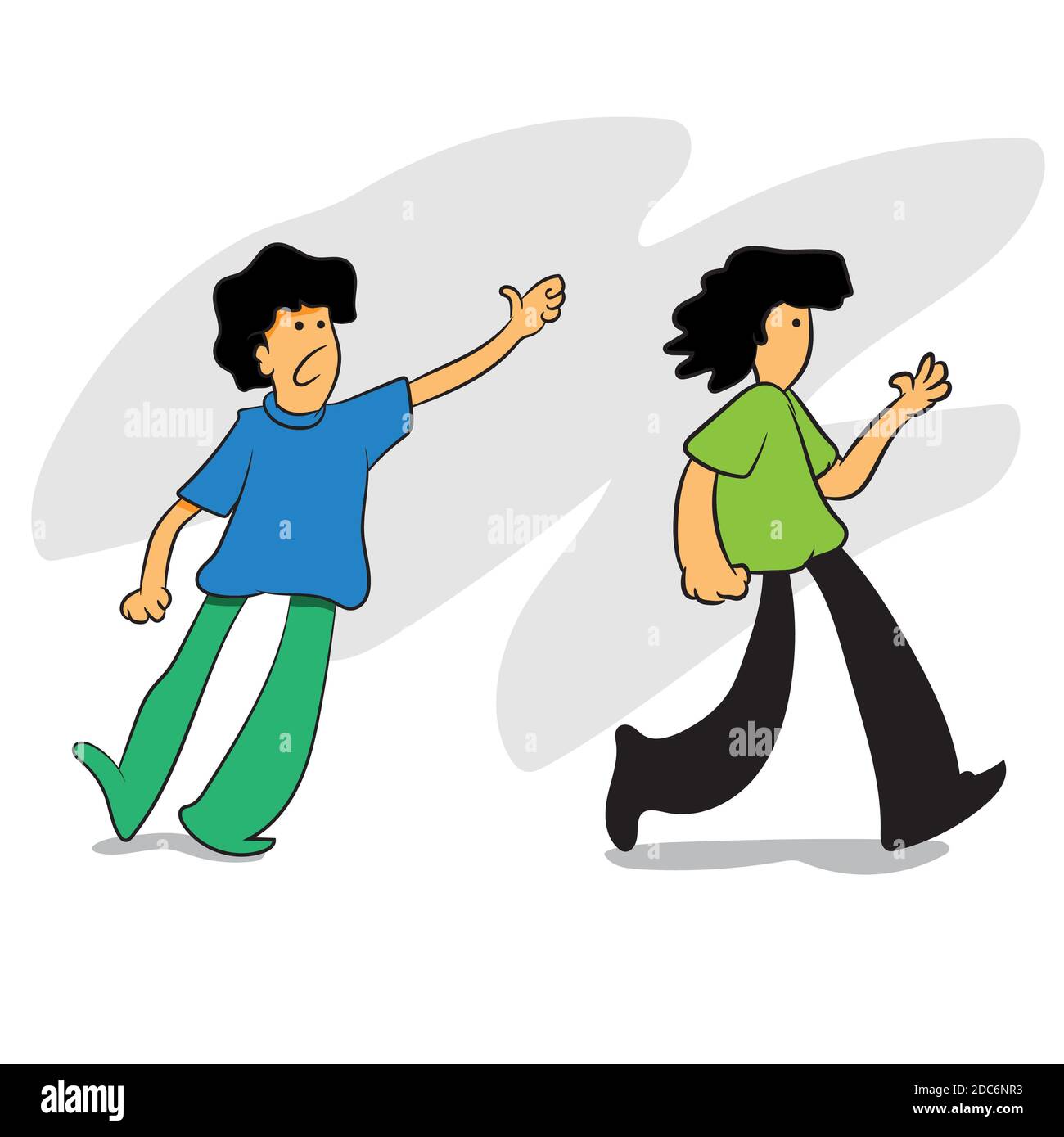 A man calling his friend but he ignored him. Shouting to a friend ...