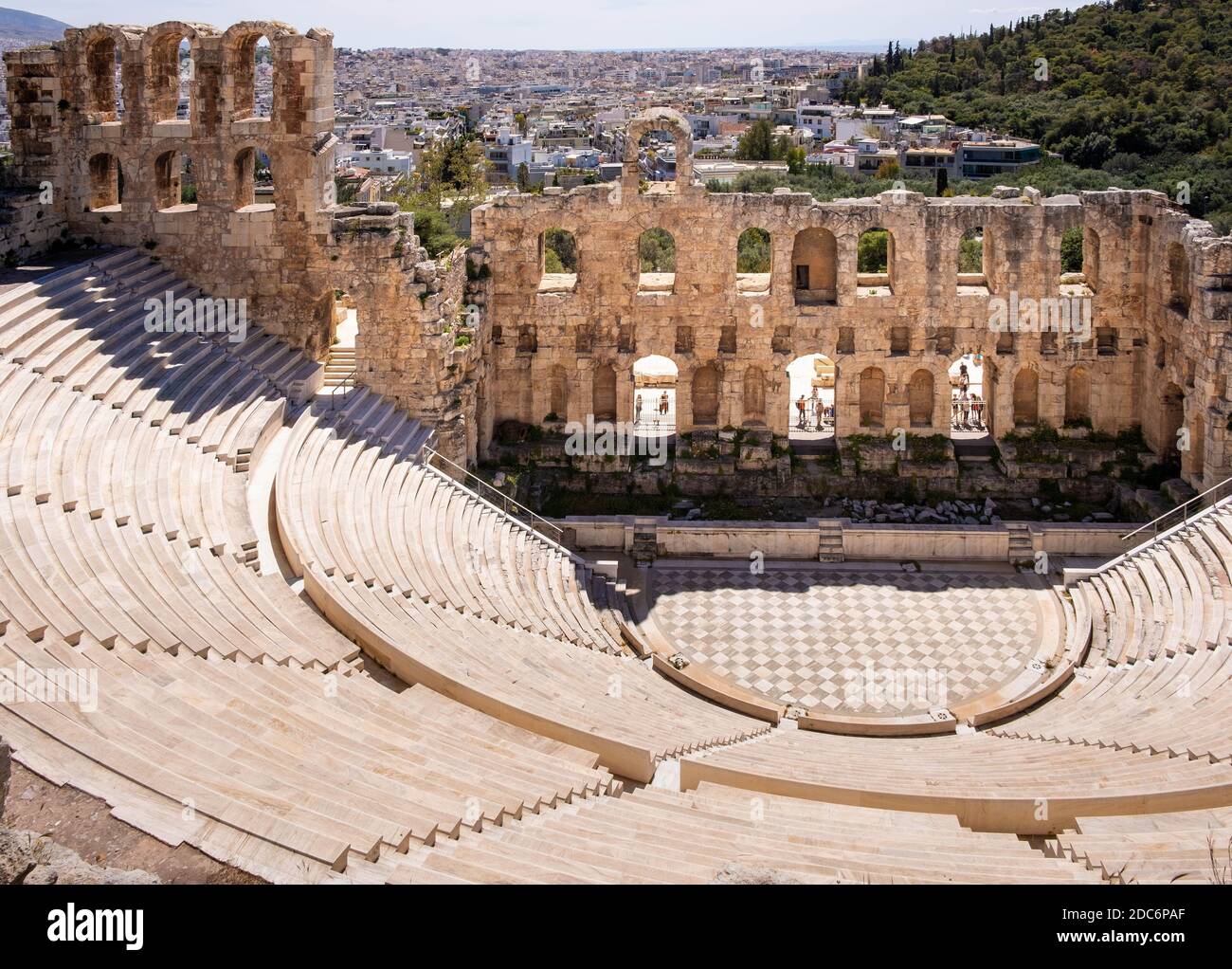Athens, Attica / Greece - 2018/04/02: Panoramic view of Odeon of ...