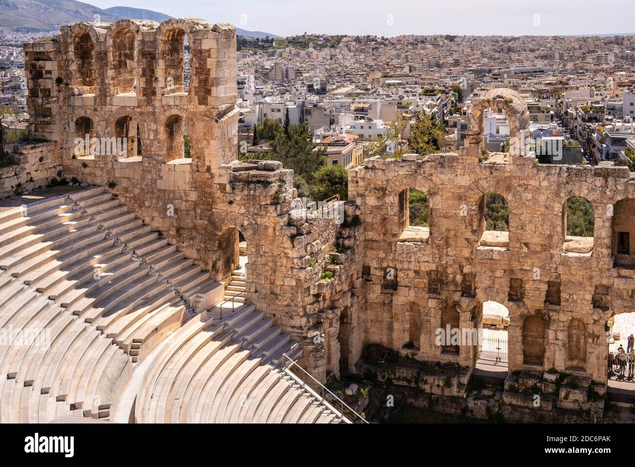 Athens, Attica / Greece - 2018/04/02: Panoramic view of Odeon of ...