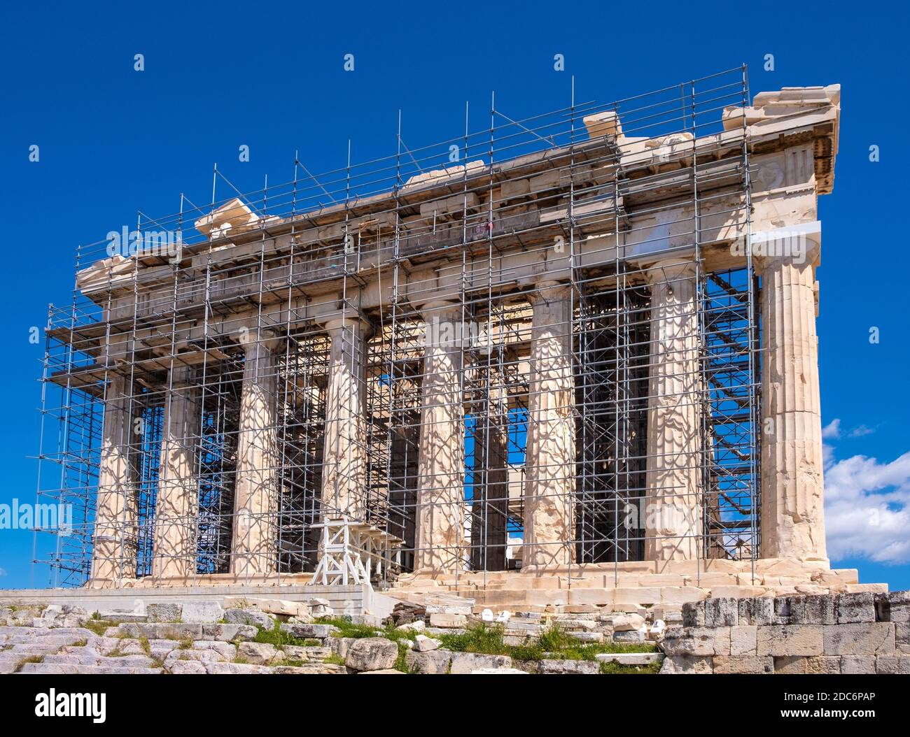 Athens, Attica / Greece - 2018/04/02: Panoramic view of Parthenon ...