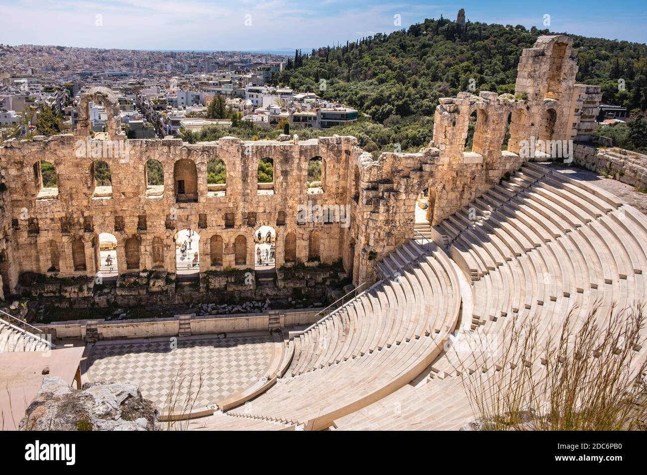 Athens, Attica / Greece - 2018/04/02: Panoramic view of Odeon of ...
