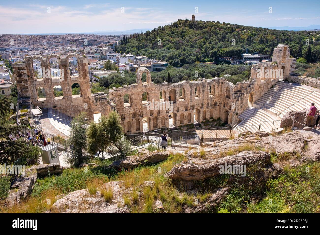 Athens, Attica / Greece - 2018/04/02: Panoramic view of Odeon of ...