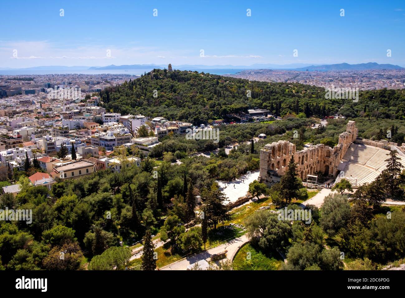 Athens, Attica / Greece - 2018/04/02: Panoramic view of Odeon of ...