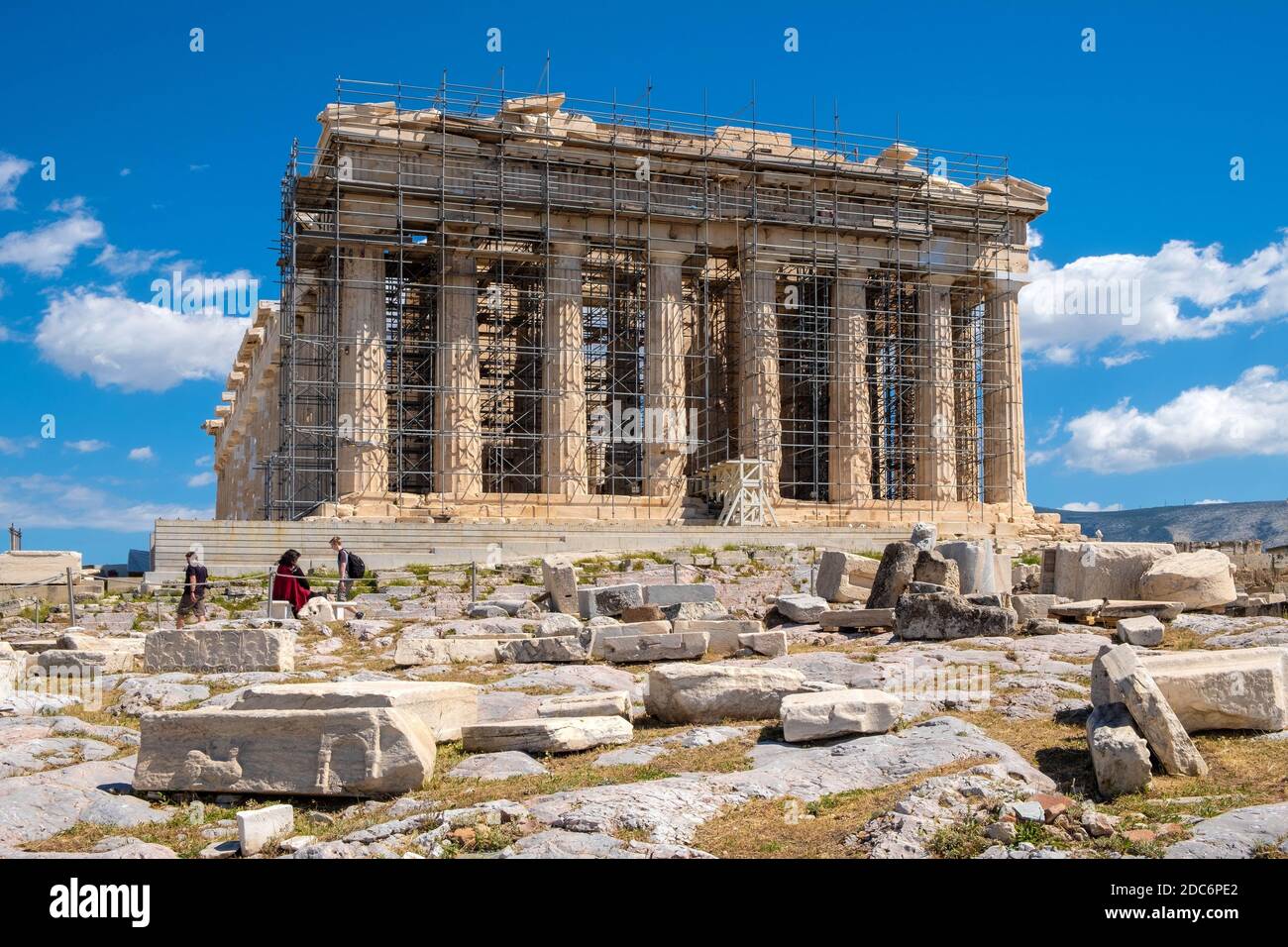 Athens, Attica / Greece - 2018/04/02: Panoramic view of Parthenon ...