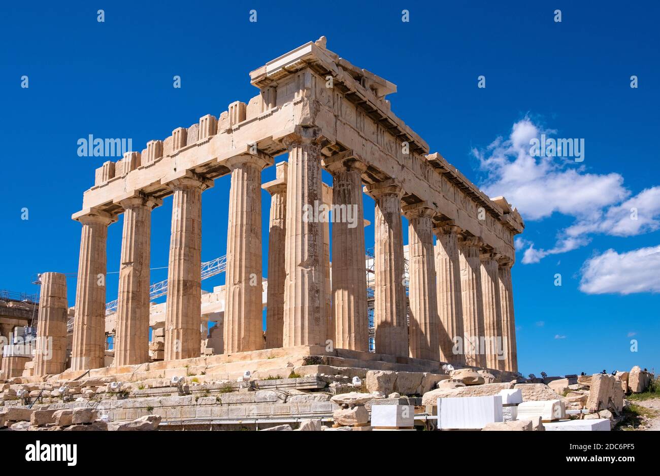 Athens, Attica / Greece - 2018/04/02: Panoramic view of Parthenon ...
