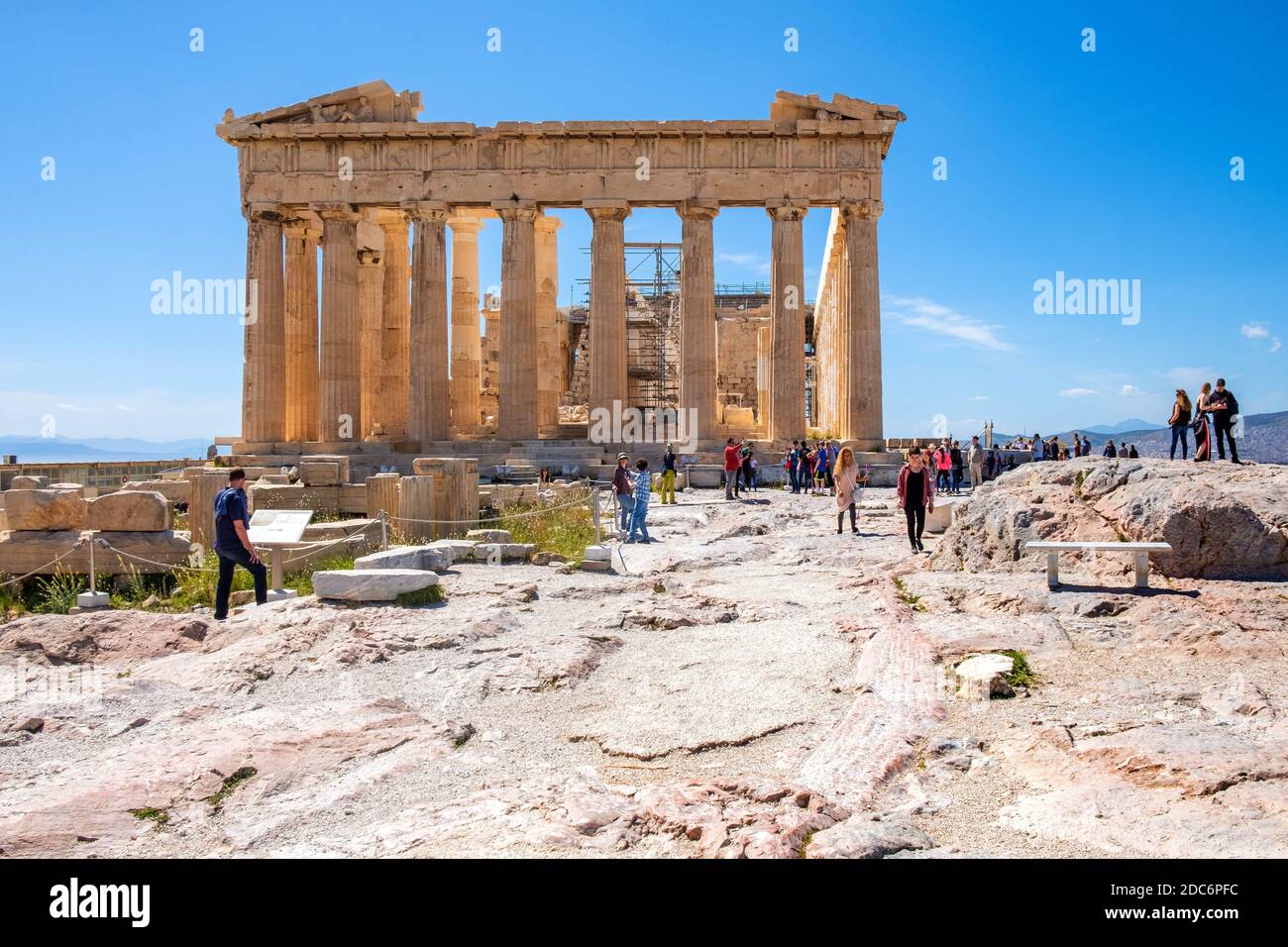 Athens, Attica / Greece - 2018/04/02: Panoramic view of Parthenon ...