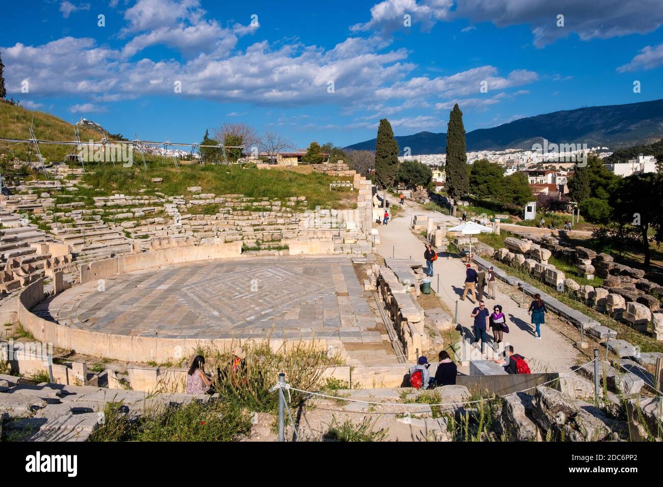 Athens, Attica / Greece - 2018/04/02: Panoramic view of Theatre of ...