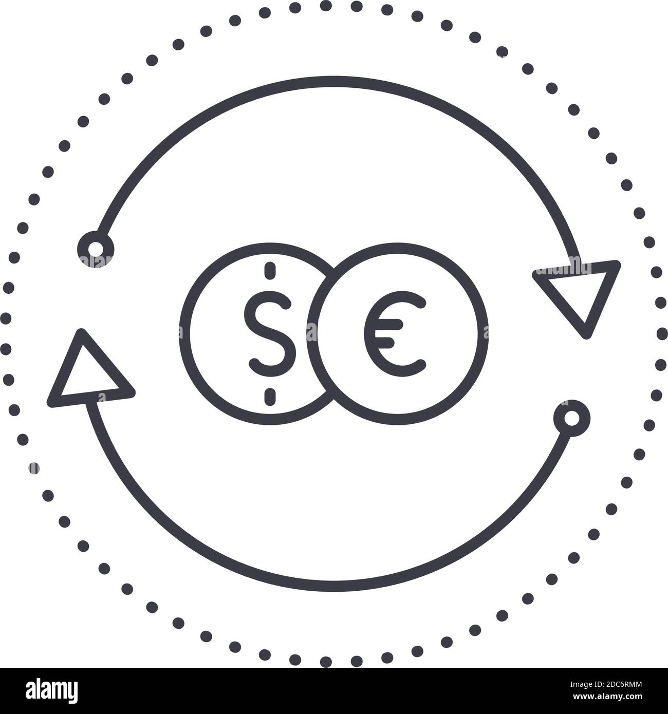 Currency exchange idea icon, linear isolated illustration, thin line ...