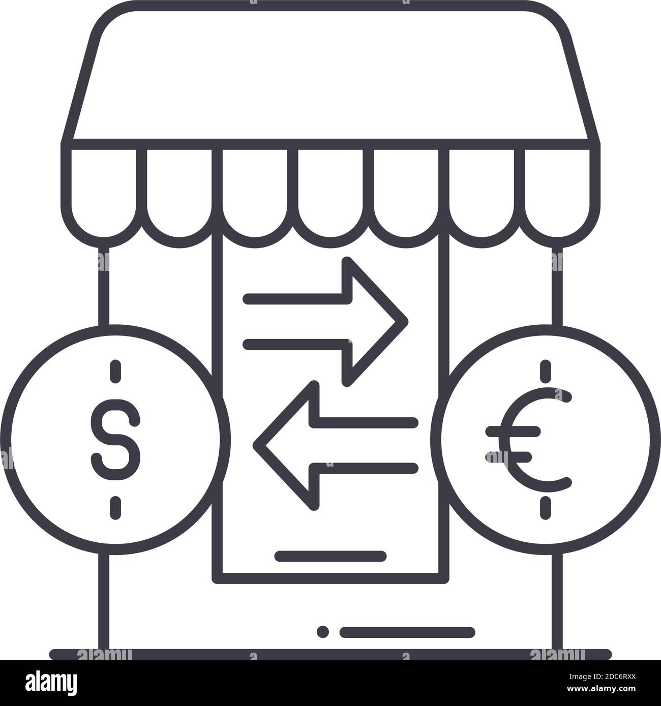 Currency exchange concept icon, linear isolated illustration, thin line ...