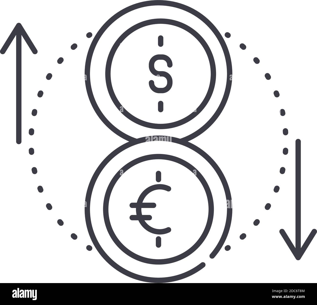 Currency exchange image icon, linear isolated illustration, thin line ...