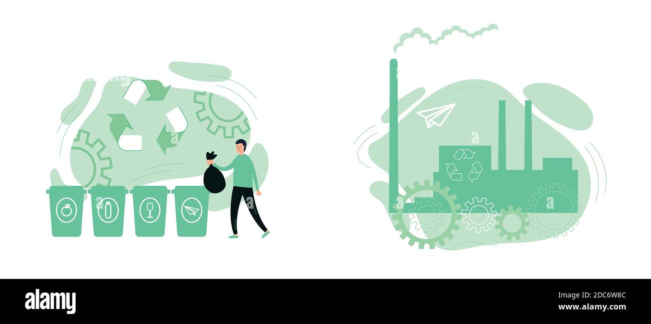 concept art waste recycling. waste incineration plant Stock Vector ...