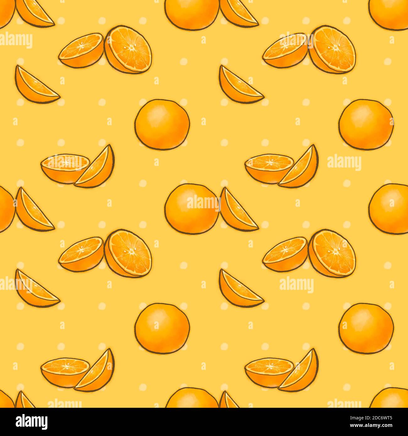 The digital painting of yellow tropical orange juicy fruit food ...