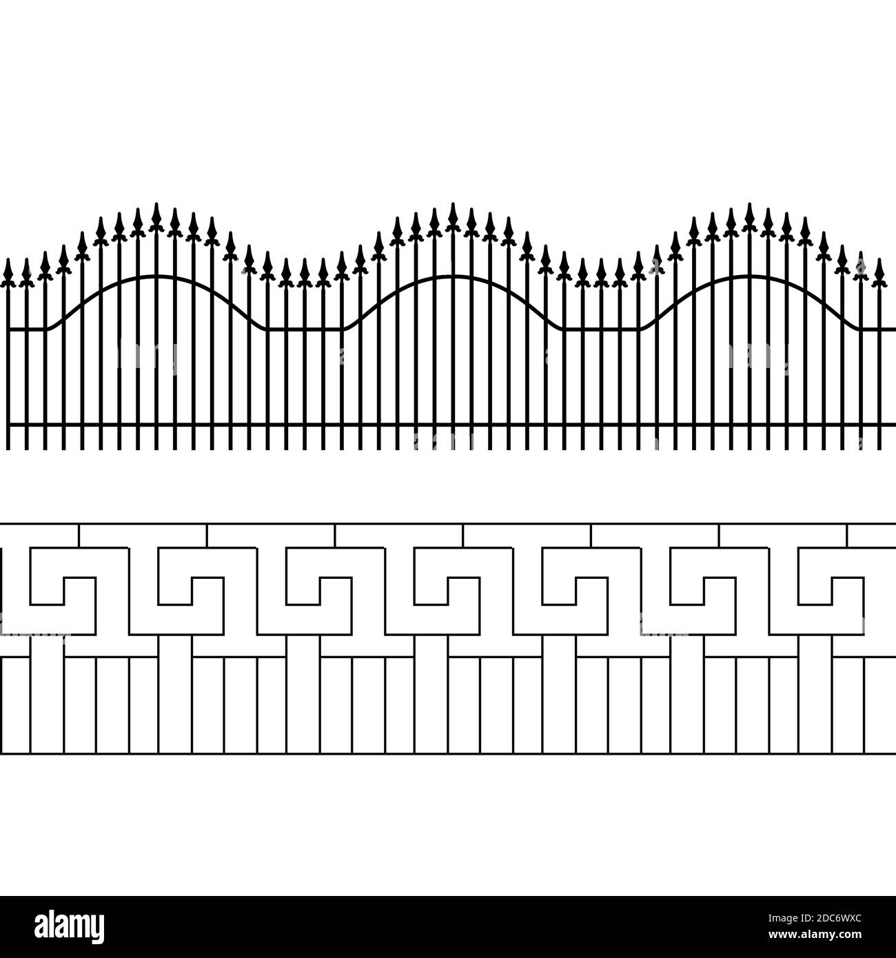 Silhouette of decorative fence. Territory fencing. Illustration Stock ...