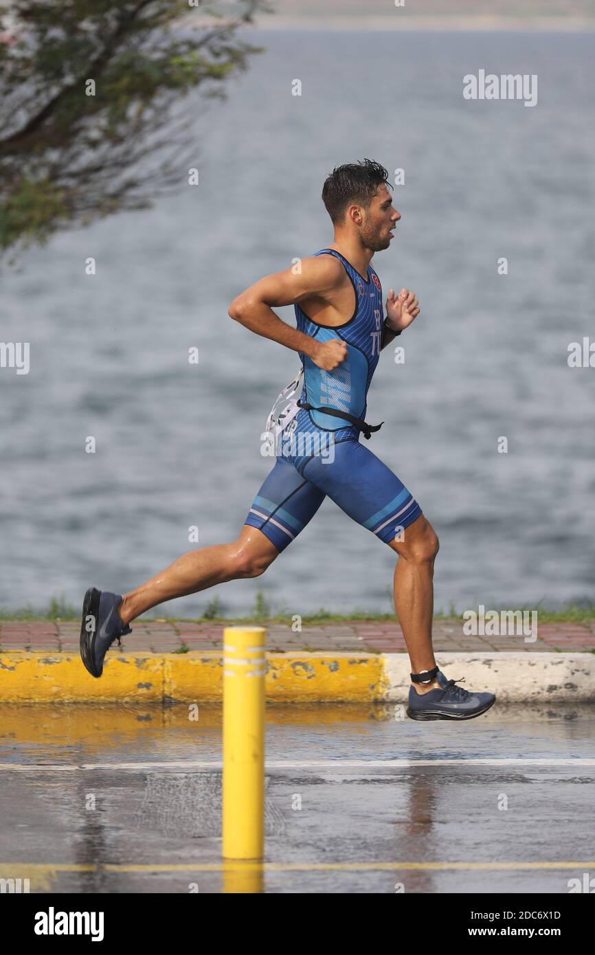 ISTANBUL, TURKEY - OCTOBER 18, 2020: Undefined athlete competing in ...