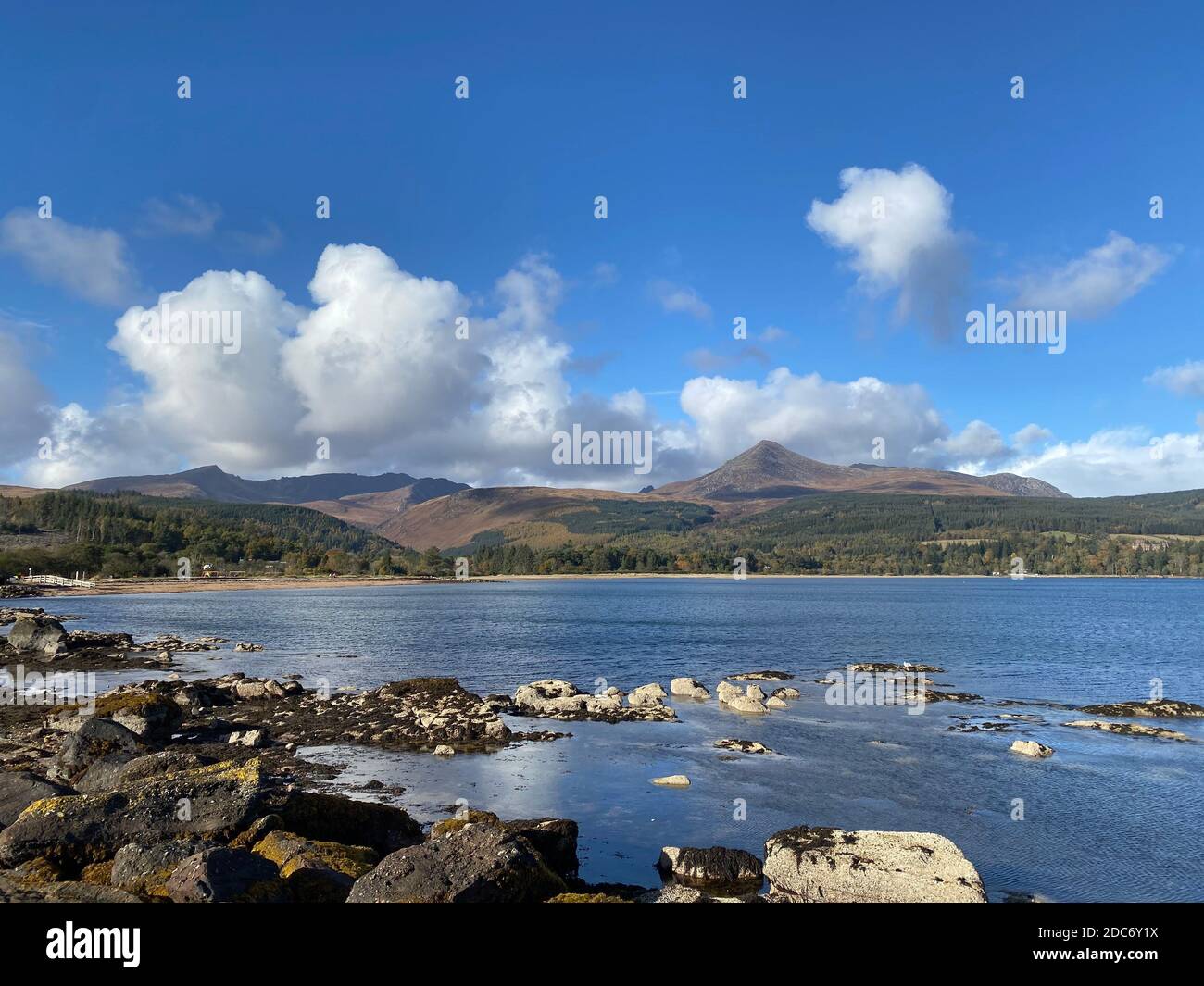 Brodick Bay with Goatfell on the Isle of Arran in Scotland Stock Photo ...