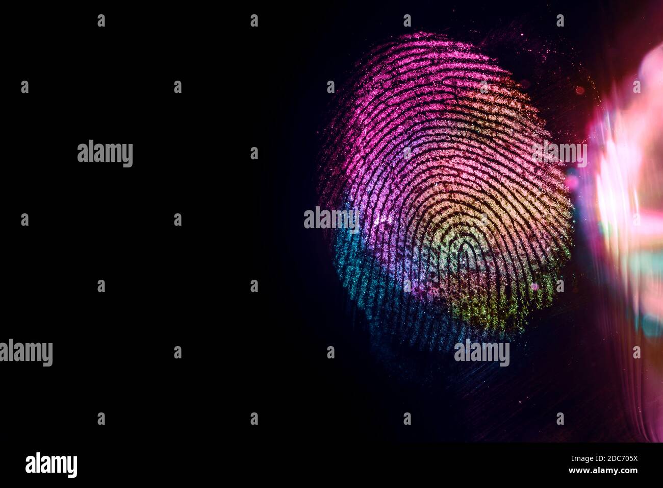 Close up beautiful abstract multi colored fingerprint on background ...