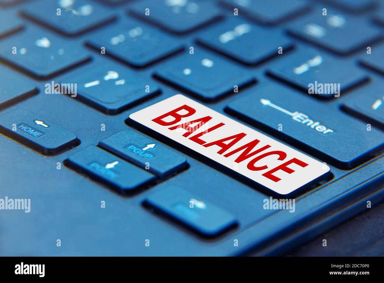 Laptop computer with word BALANCE written on keyboard button Stock ...