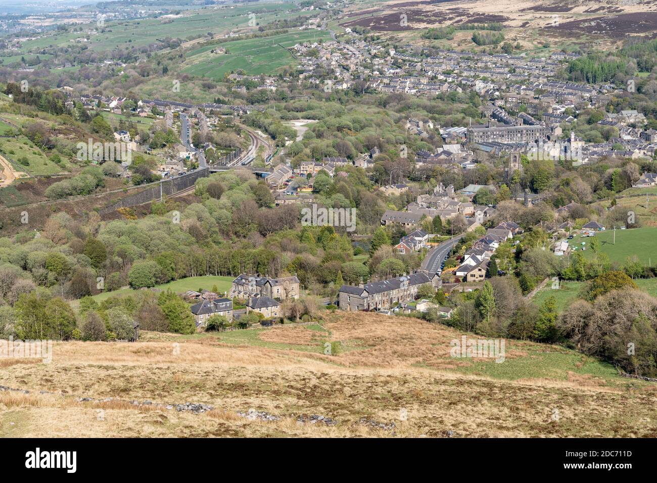 the town of marsden from just below the pule hill war memorial Stock ...