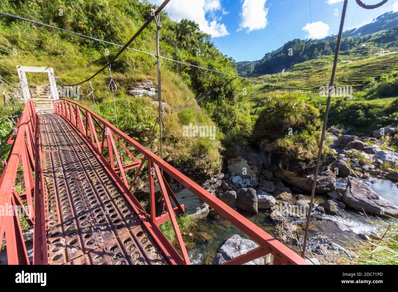 A metal hanging foot bridge in Sagada, Philippines Stock Photo - Alamy