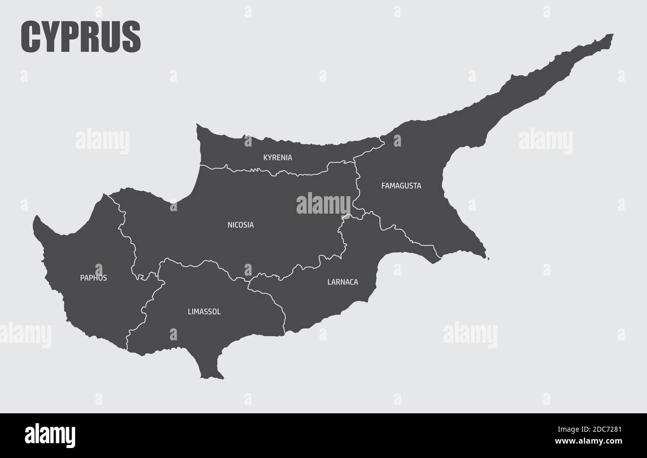 Cyprus districts map Stock Vector Image & Art - Alamy