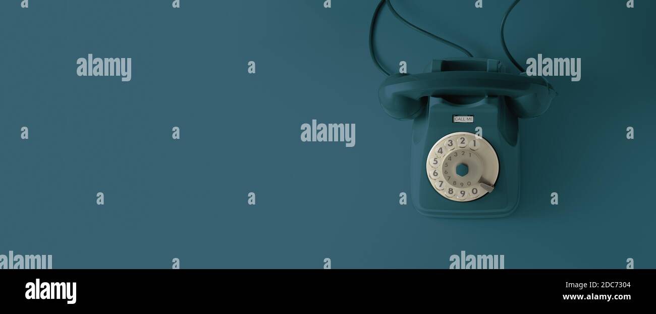 An blue vintage dial telephone Stock Photo - Alamy