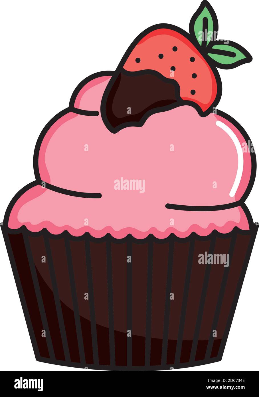 strawberry cupcake icon over white background, colorful design, vector ...
