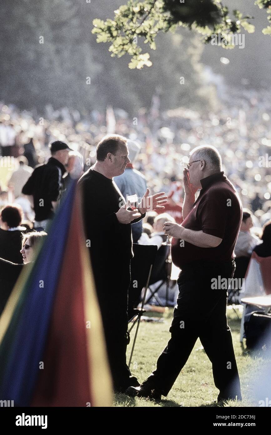 Outdoor classical concert crowd at Leeds Castle, Kent, England, UK ...