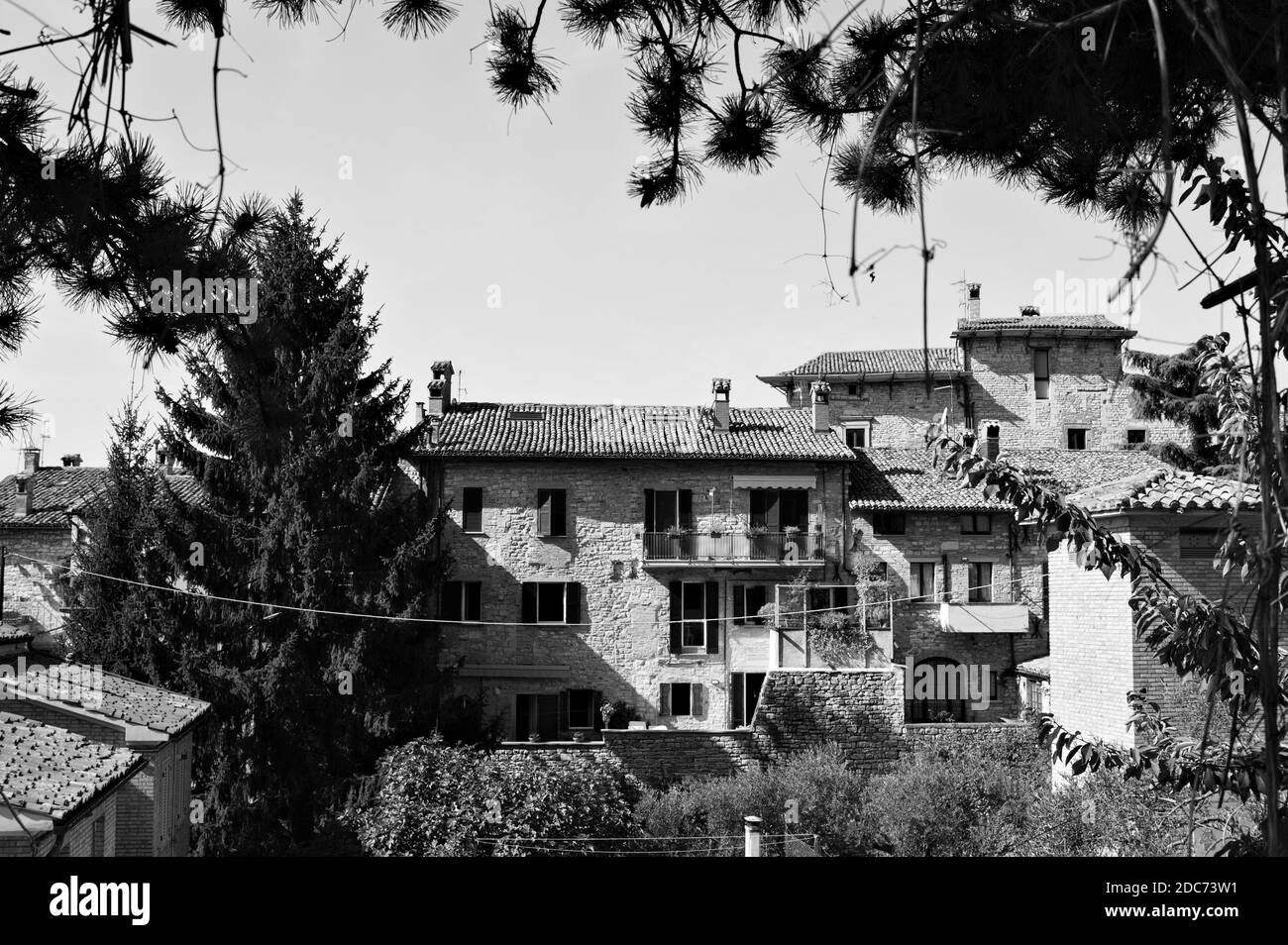 Front view of a traditional italian brick house of a medieval village ...