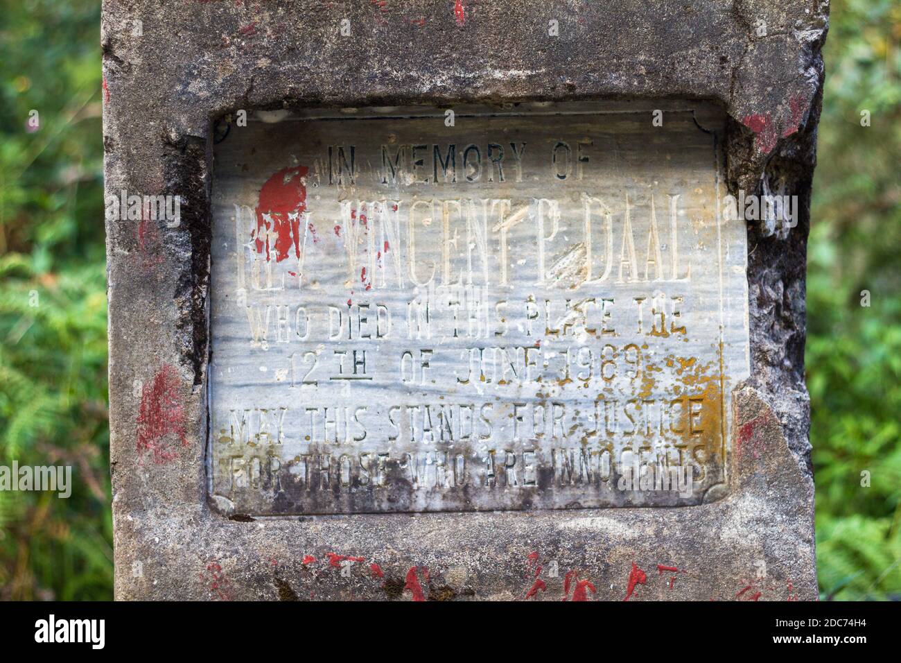 Commemorative marker dedicated to Rev. Vincent Dall who was killed in ...