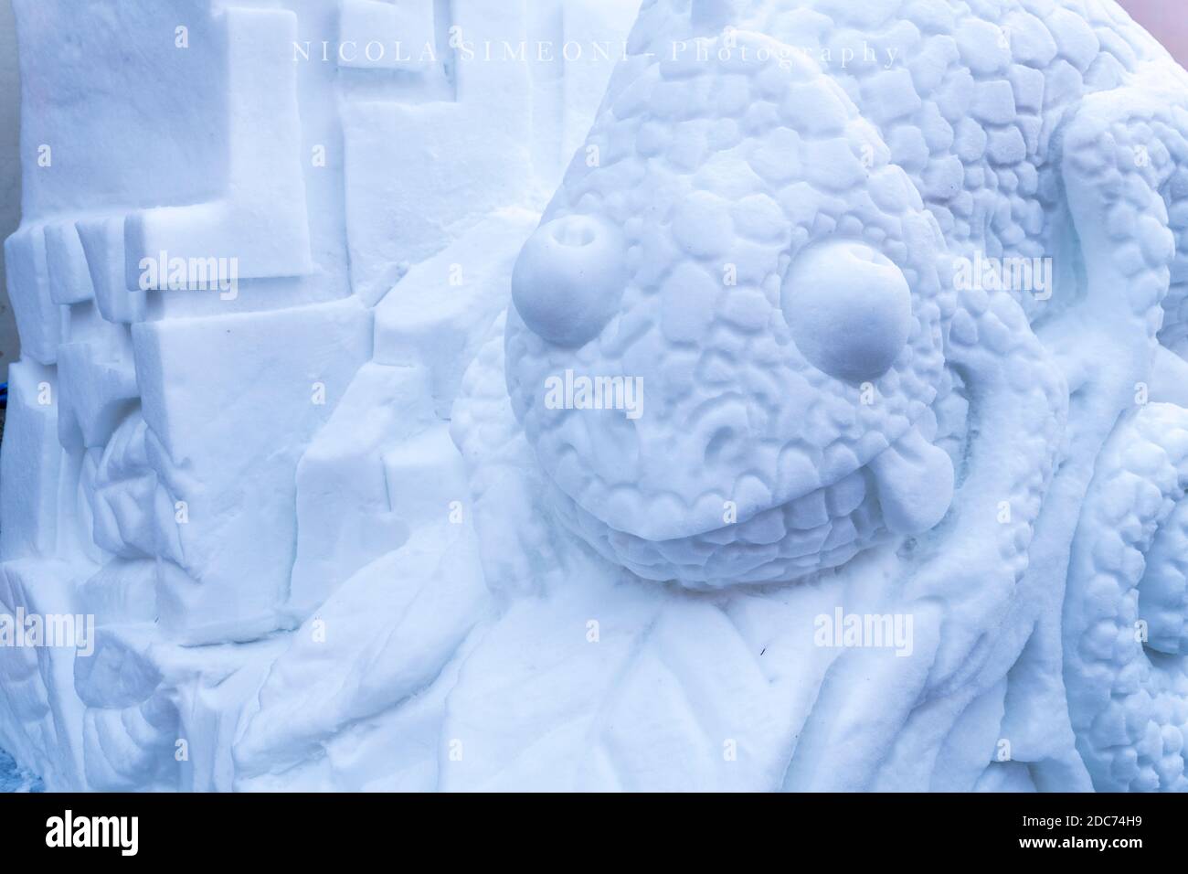 International competition of ice sculptures. Pontebba. Italy Stock ...