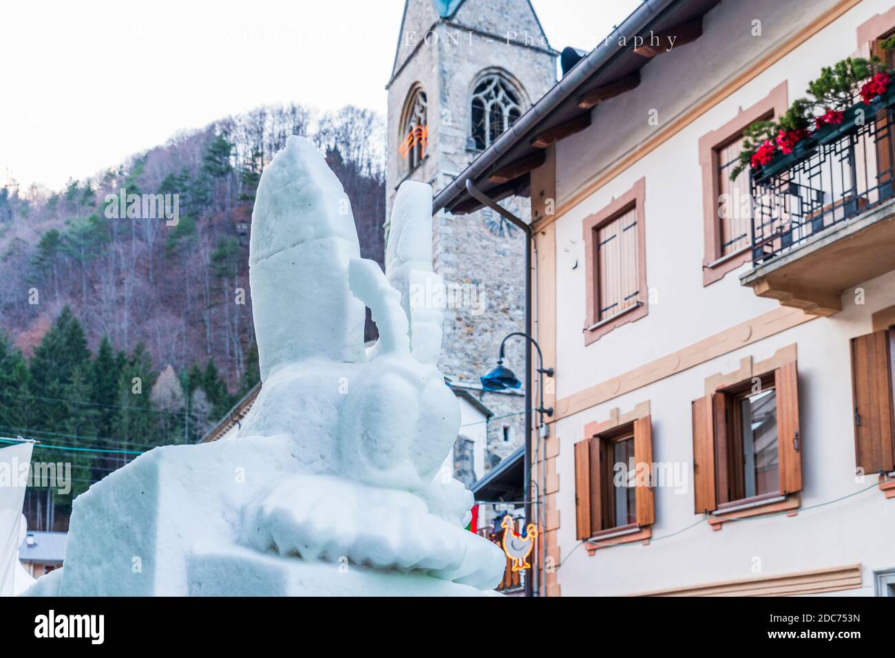 International competition of ice sculptures. Pontebba. Italy Stock ...