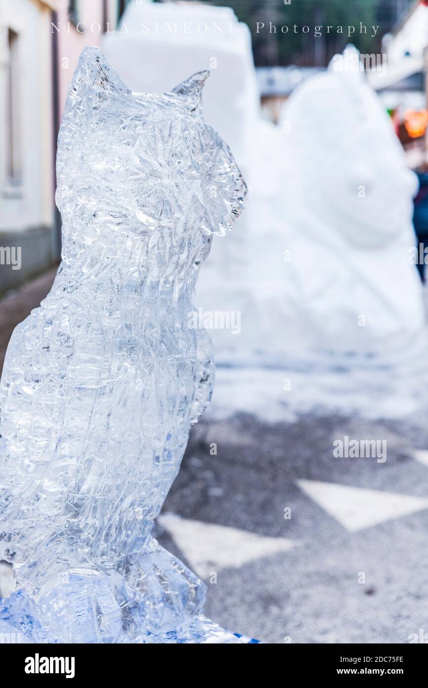 International competition of ice sculptures. Pontebba. Italy Stock ...