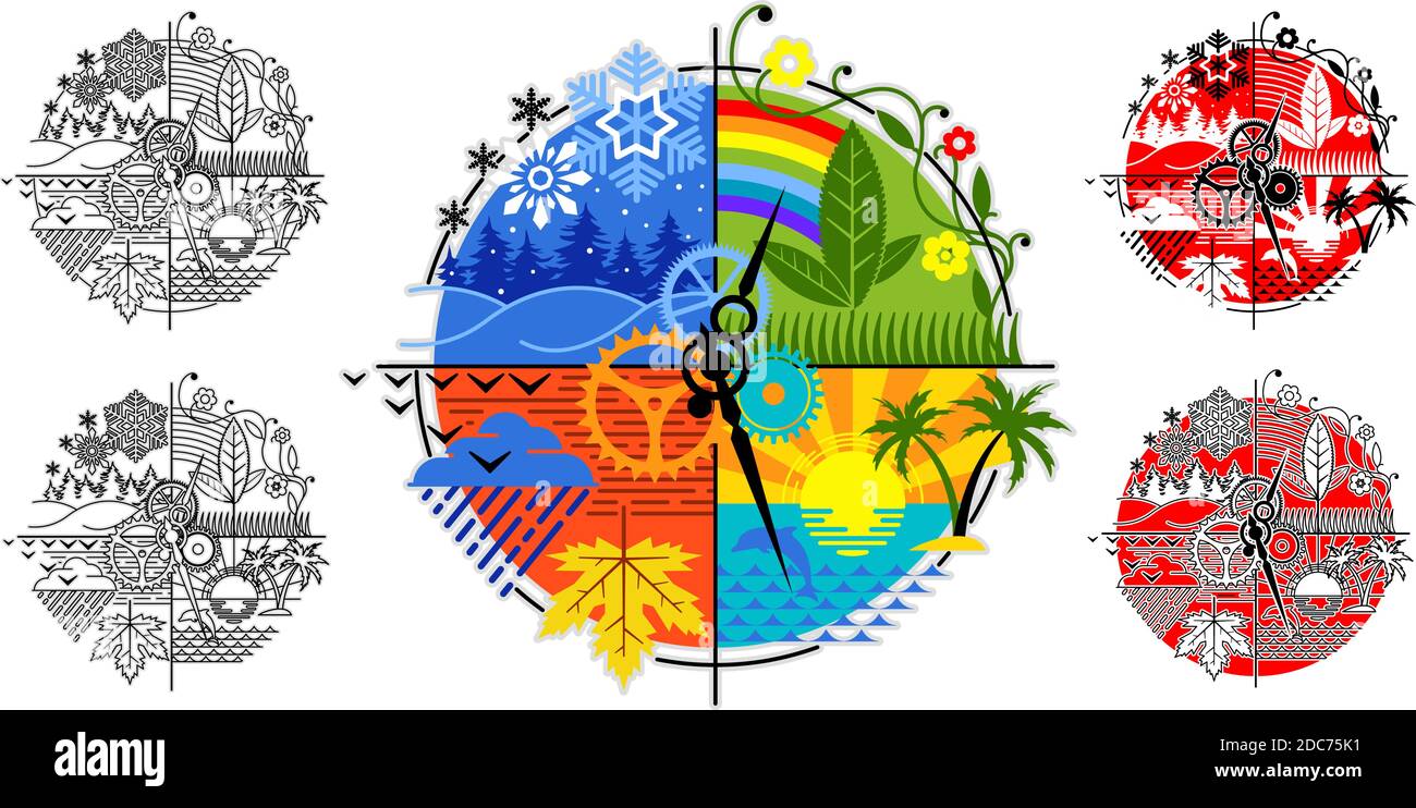 Circle of life. All seasons cycle symbol. Spring, summer, autumn ...