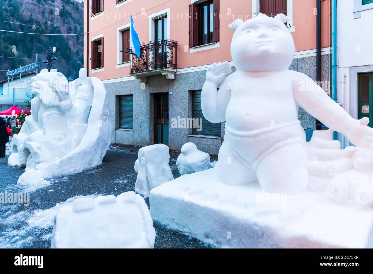 International competition of ice sculptures. Pontebba. Italy Stock ...