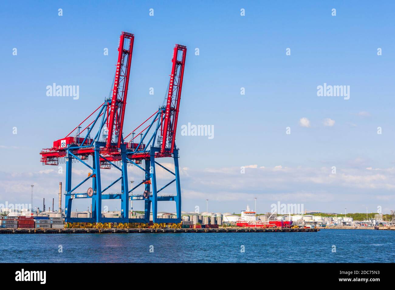 Container cranes at the port of Gothenburg in Sweden Stock Photo - Alamy