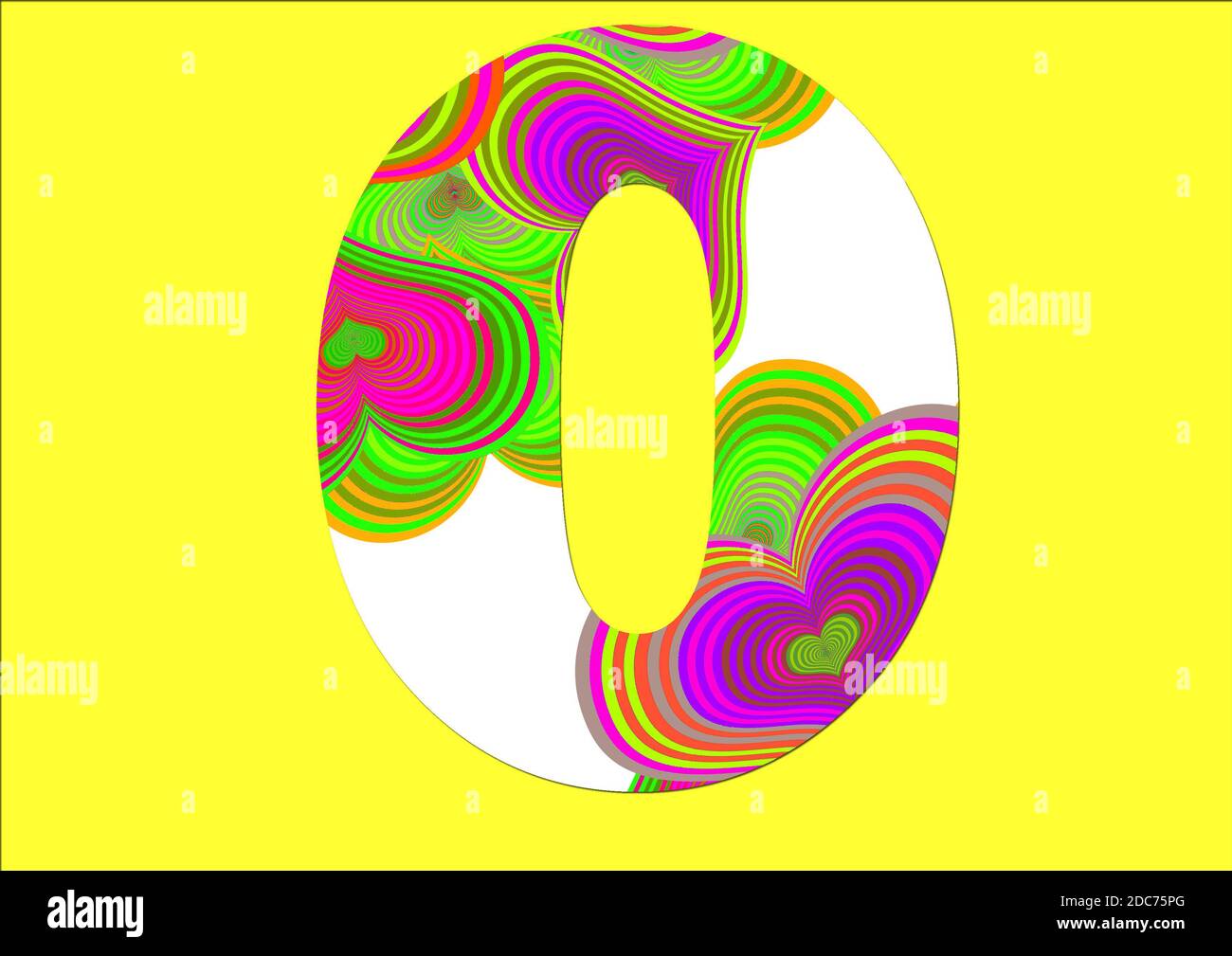 Alphabet 0 made of fun colorful heart pattern for decoration Stock ...
