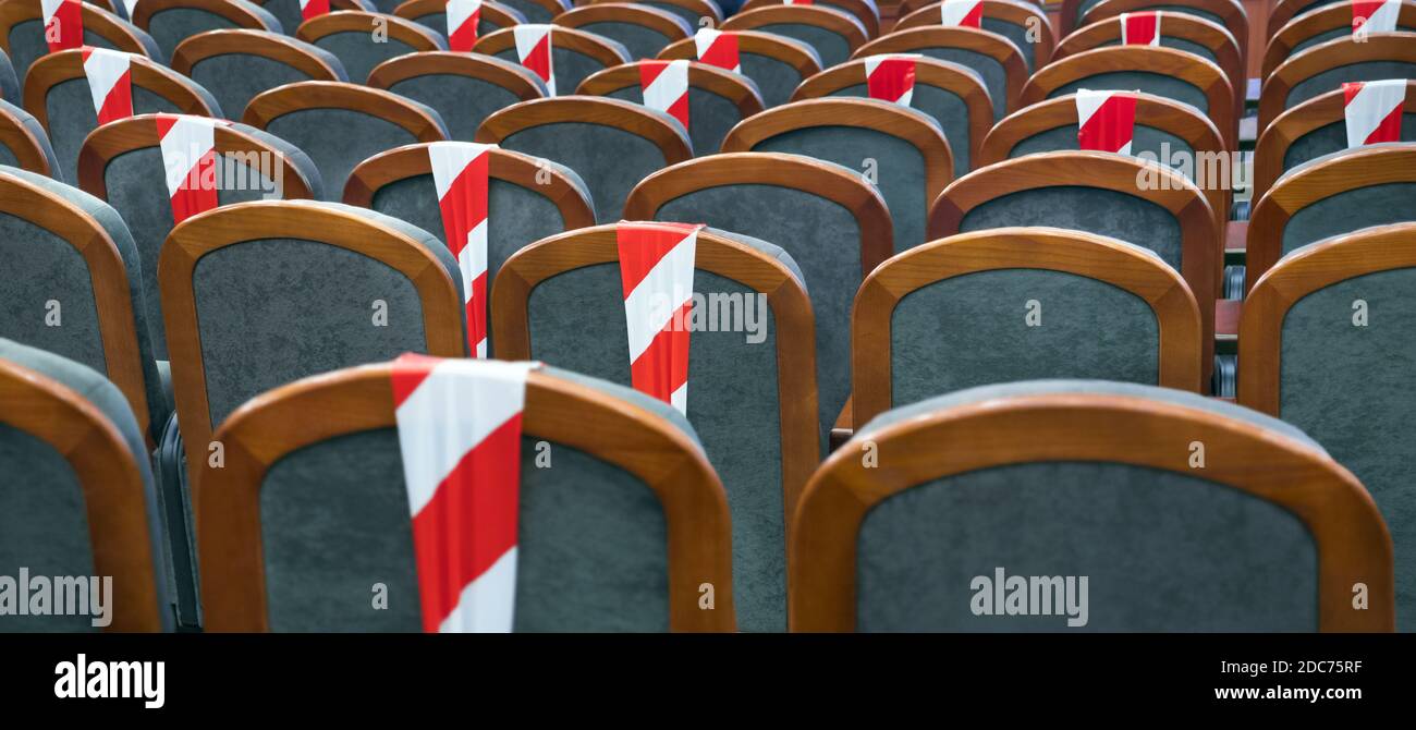 Background of empty seats in the cinema, theater, auditorium with a ...