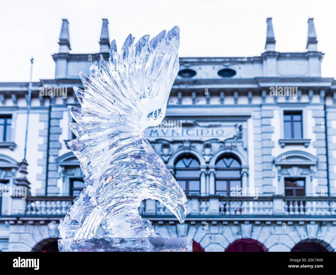 International competition of ice sculptures. Pontebba. Italy Stock ...