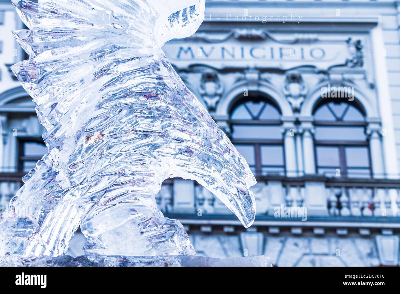 International competition of ice sculptures. Pontebba. Italy Stock ...