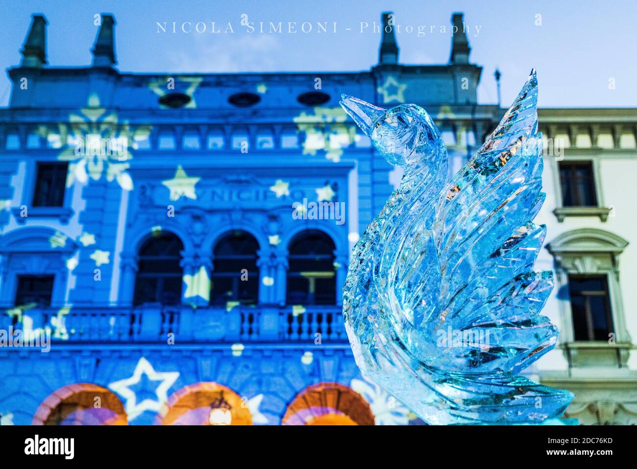International competition of ice sculptures. Pontebba. Italy Stock ...