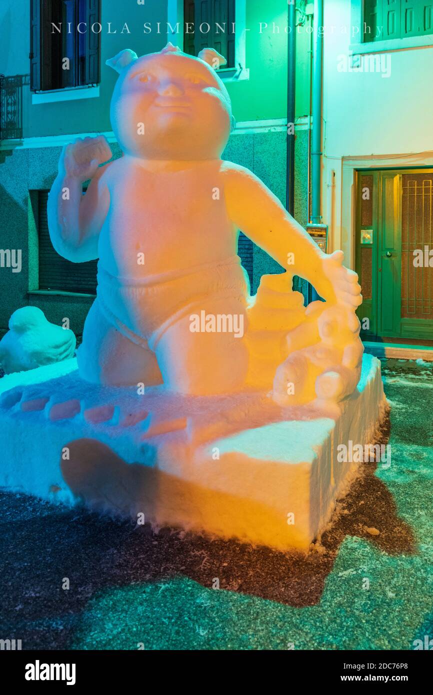 International competition of ice sculptures. Pontebba. Italy Stock ...