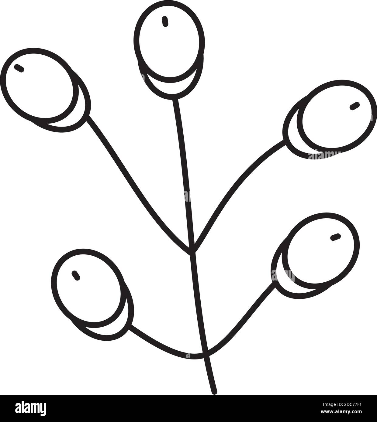 berry branch icon over white background, line style, vector ...