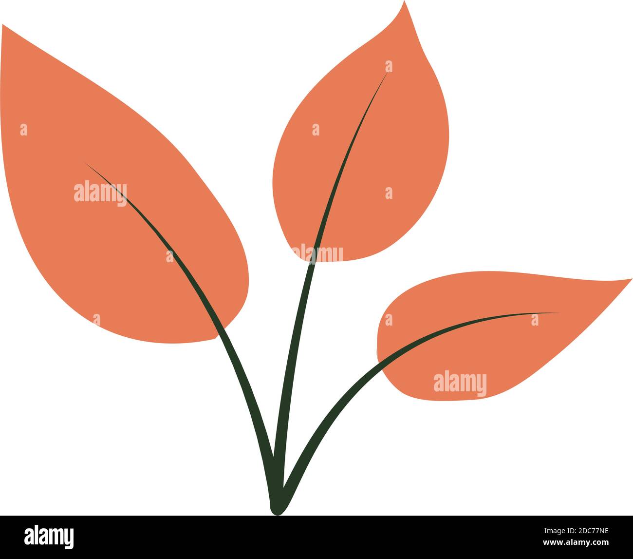 leaves icon over white background, half line half color style, vector ...