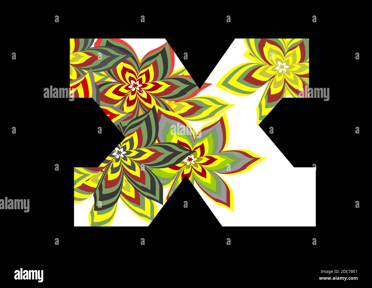 Letter x black flower alphabet hi-res stock photography and images - Alamy