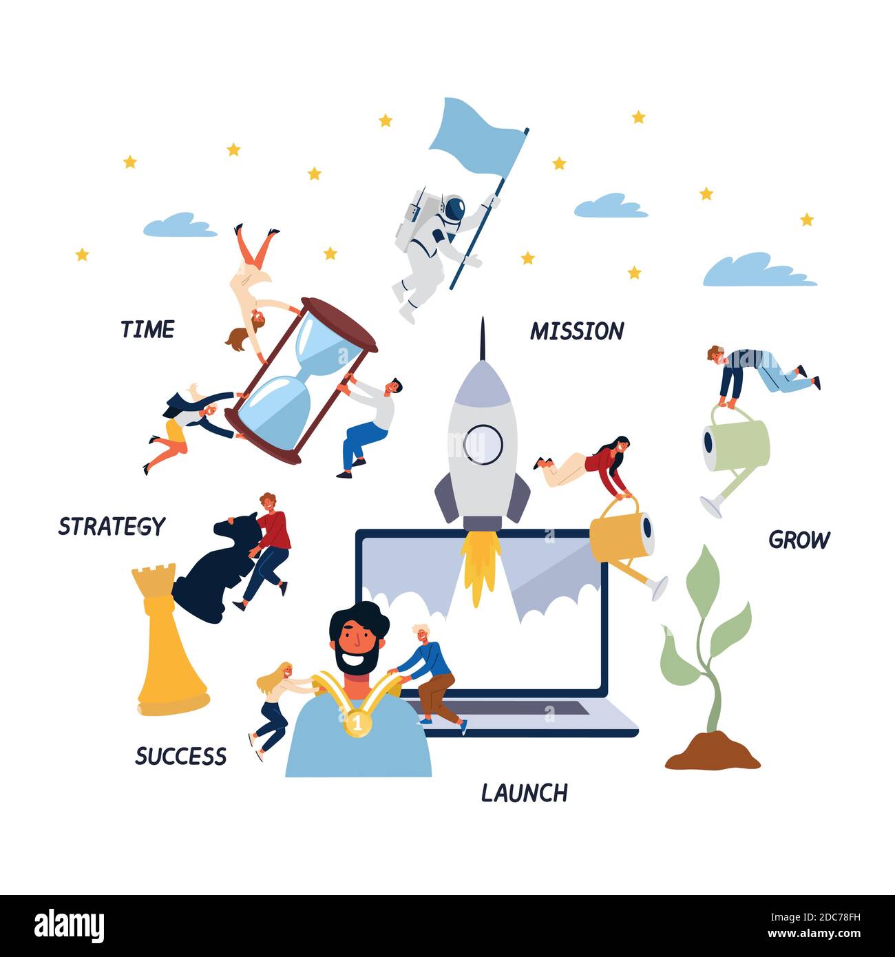 Business Concept of Startup, Success, Time, Grow, Strategy, Launch ...