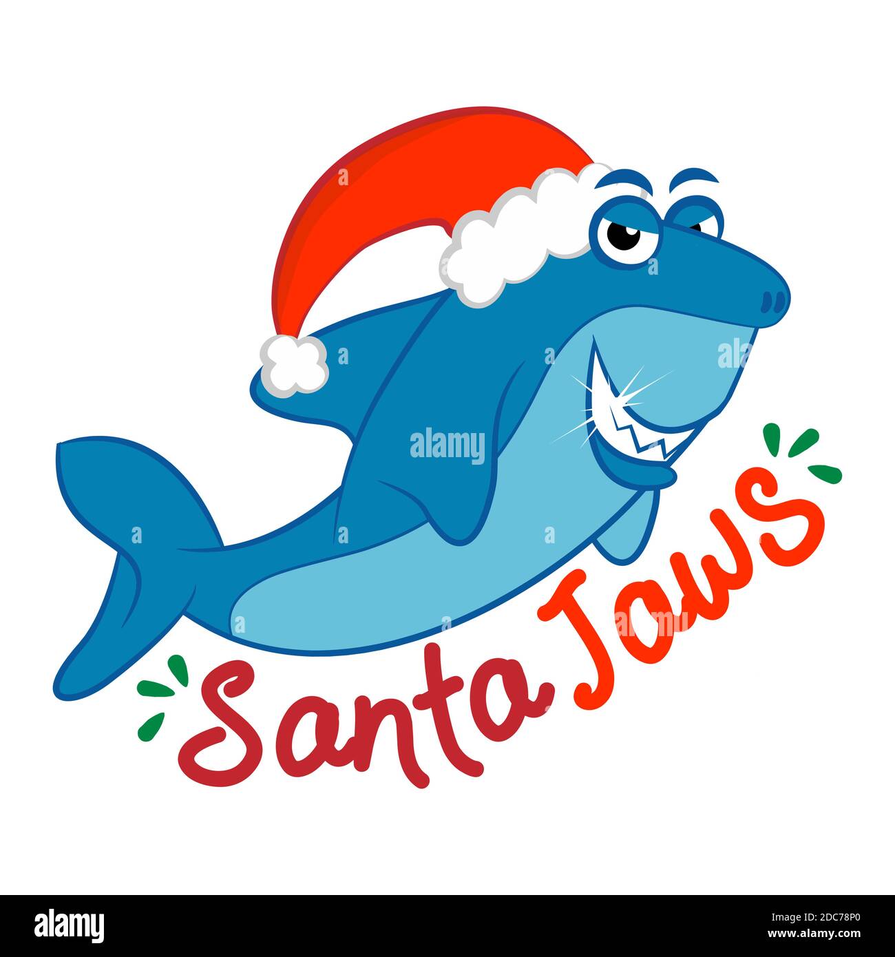 Santa Jaws, Santa Shark - funny vector illustration with text for ...